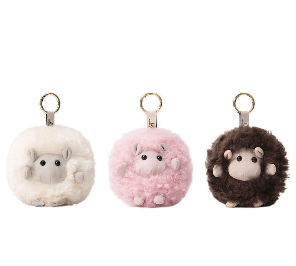 AUSTRALIAN SHEPHERD® Fluffy Wool Sheep Roun Keyring – Australian ...