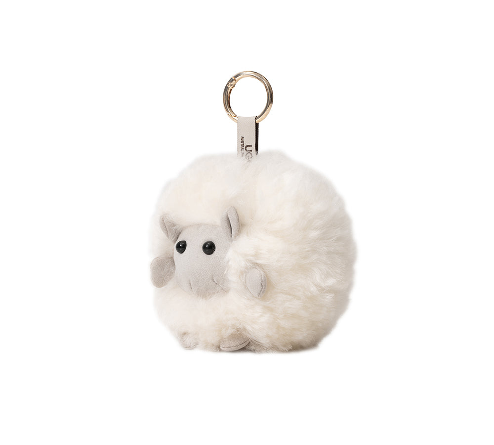 AUSTRALIAN SHEPHERD® Fluffy Wool Sheep Roun Keyring – Australian ...